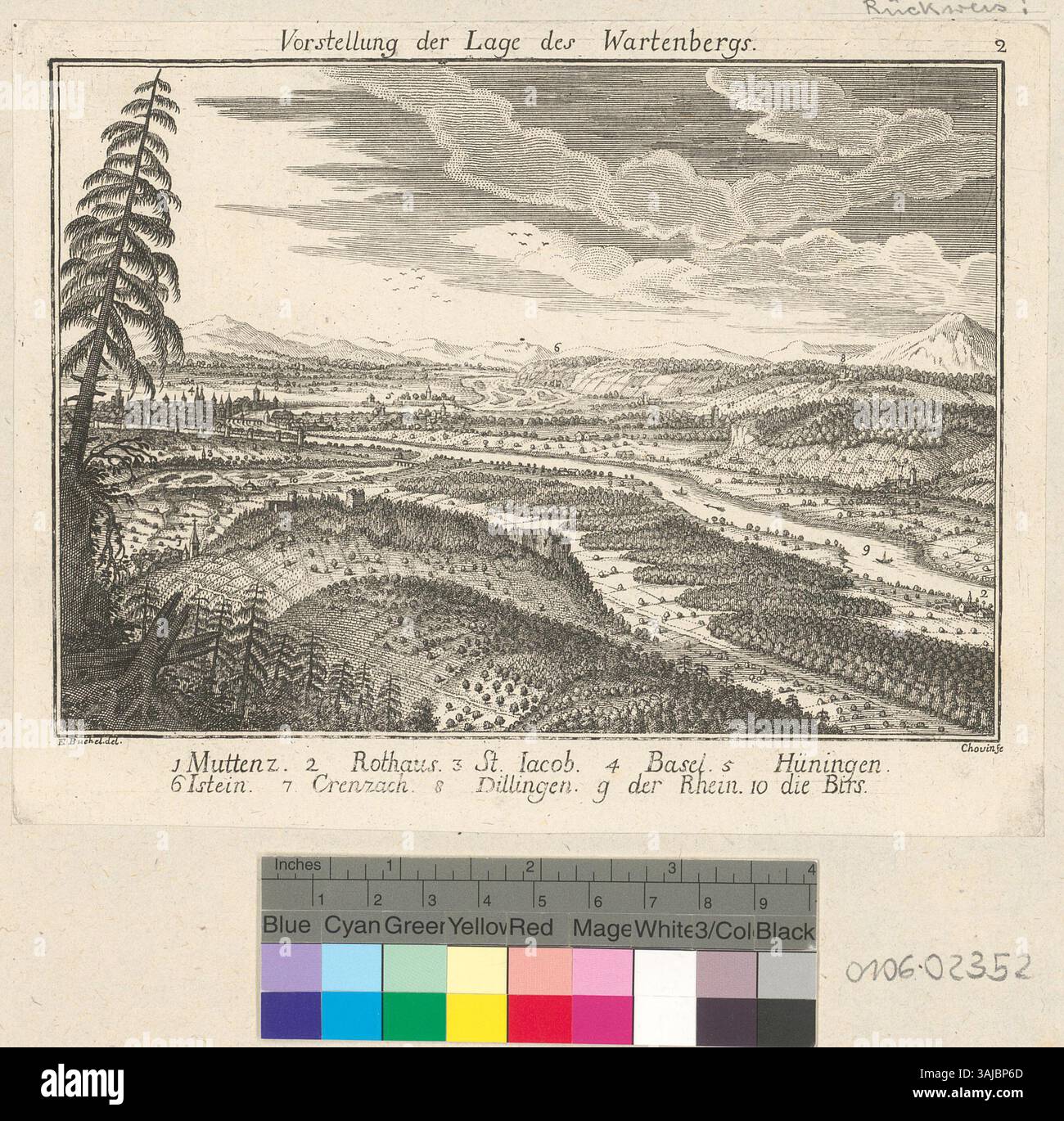 A 1748 etching by Emanuel Büchel, illustrating the location of ...