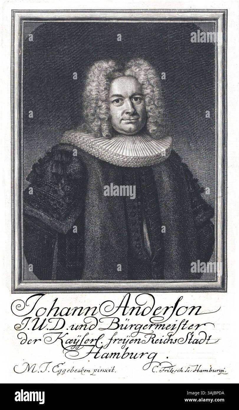 Christian Fritzsch's portrait of Johann Anderson, created between 1723 ...