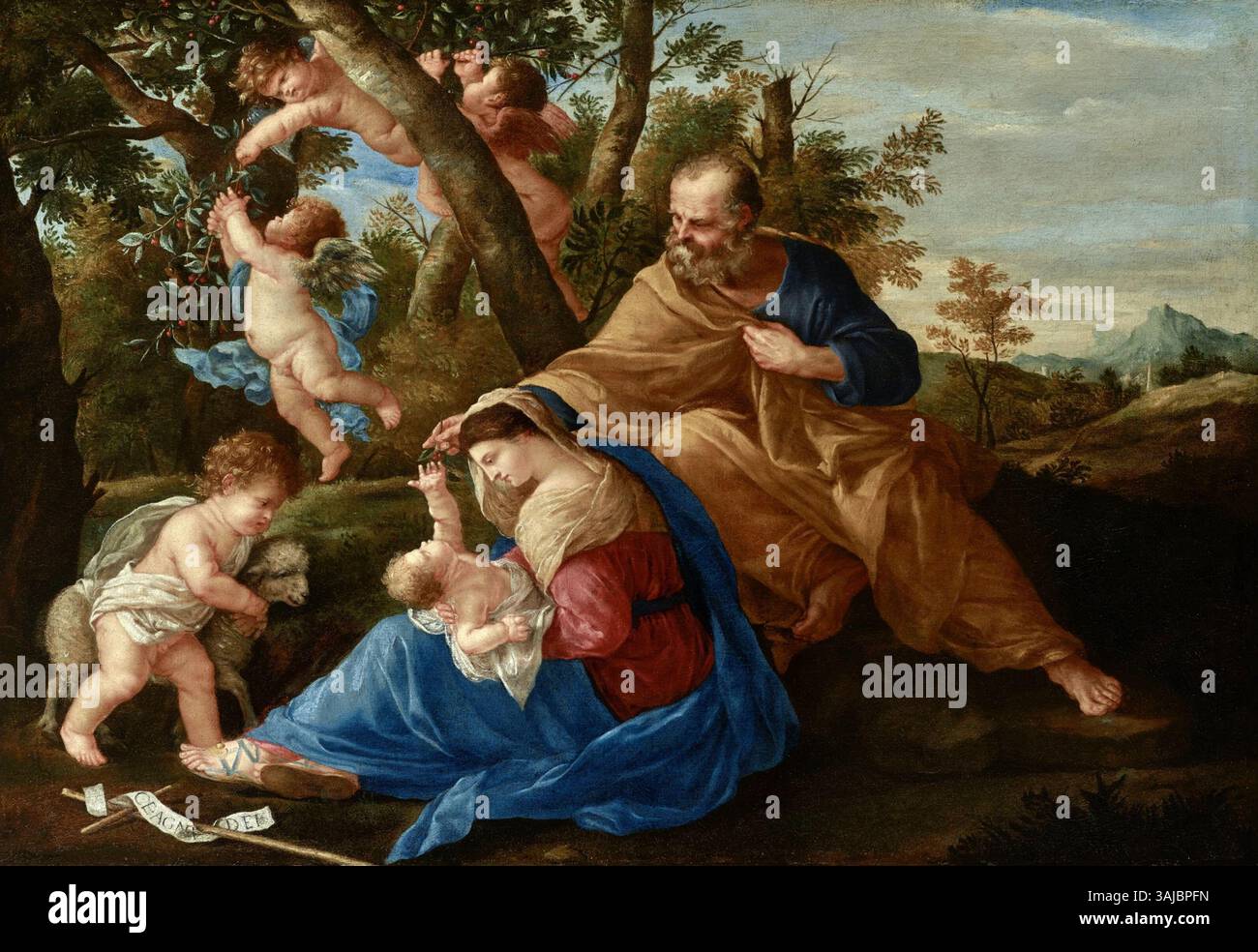 Painting by Karel Philips Spierincks, depicting the Holy Family resting ...