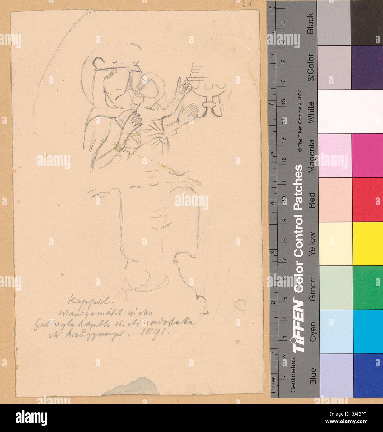 This 1891 drawing by Johann Rudolf Rahn depicts a mural in the ...