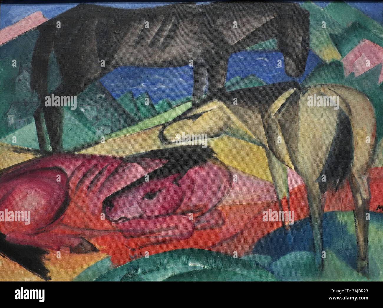 Franz Marc’s 1913 oil painting 'Drei Pferde II' (Small Version ...