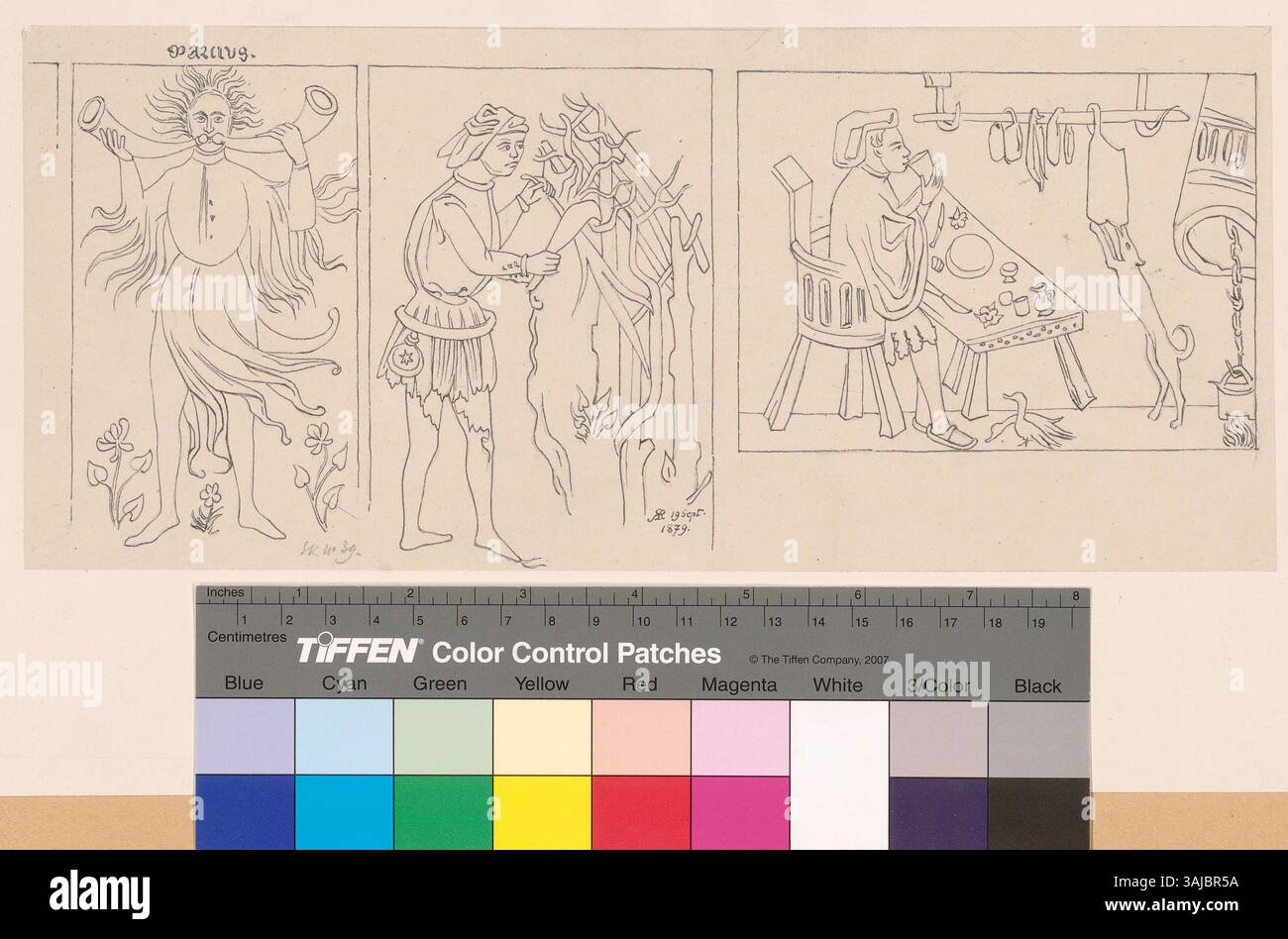 This 1879 photograph by Johann Rudolf Rahn shows a section of the wall murals in the Parish ...