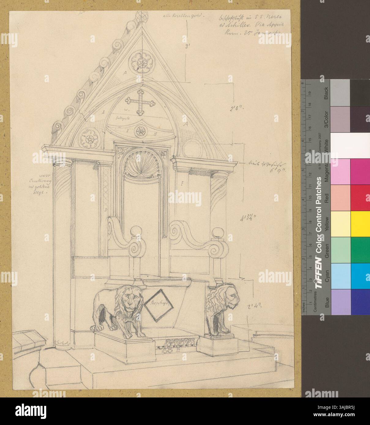 This image shows the bishop's throne in the Basilica of Saints Nereus ...