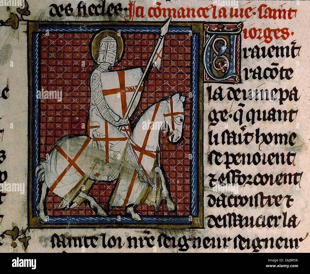 This manuscript illustration (c. 1290-1310) shows Saint George as a ...