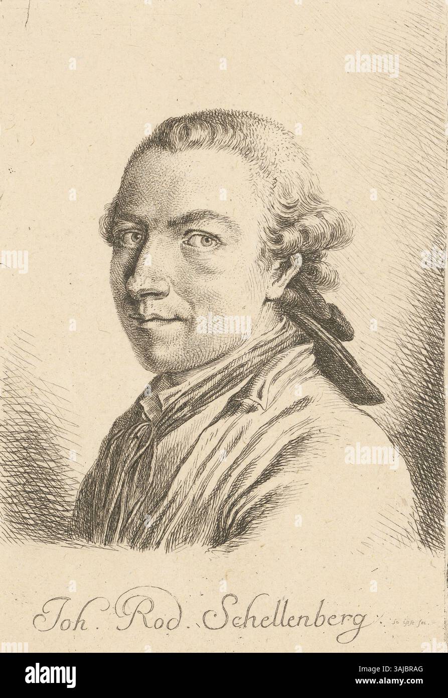 Self-portrait of Johann Rudolph Schellenberg, a Swiss artist from the 18th century, featured in ...