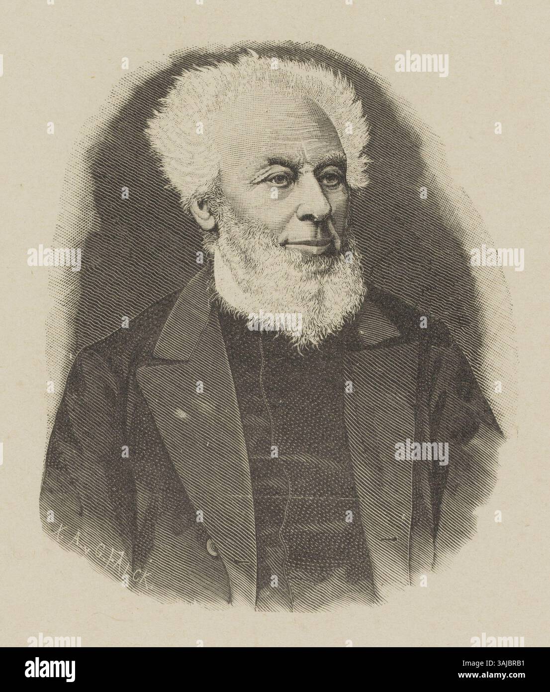 Portrait of Johann Gerhard Oncken, depicted in an engraving from the ...