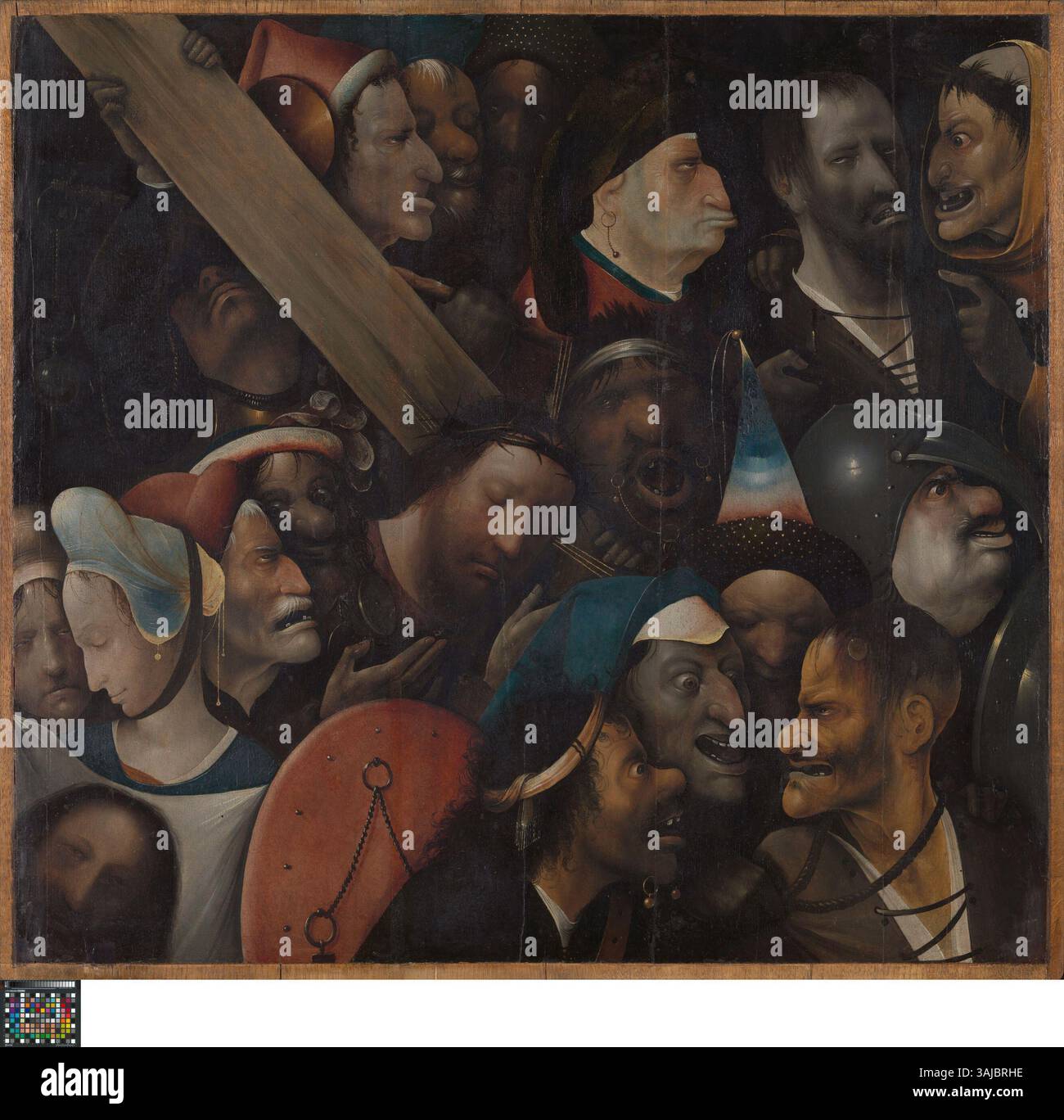 Hieronymus Bosch, Christ Carrying the Cross, c. 1510, oil on panel. Depicts the scene of Christ ...