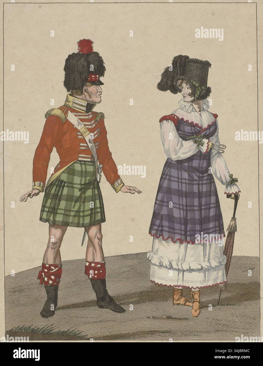 This hand-colored engraving from 1815 depicts a Scottish soldier in ...