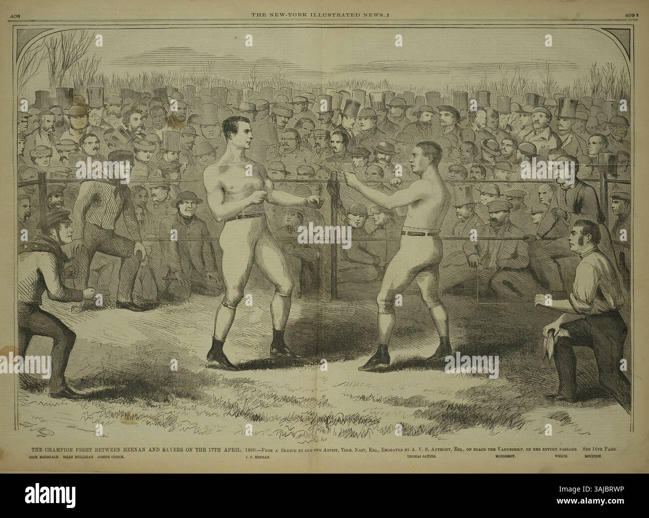 An illustration by Thomas Nast depicts the famous April 17, 1860 ...