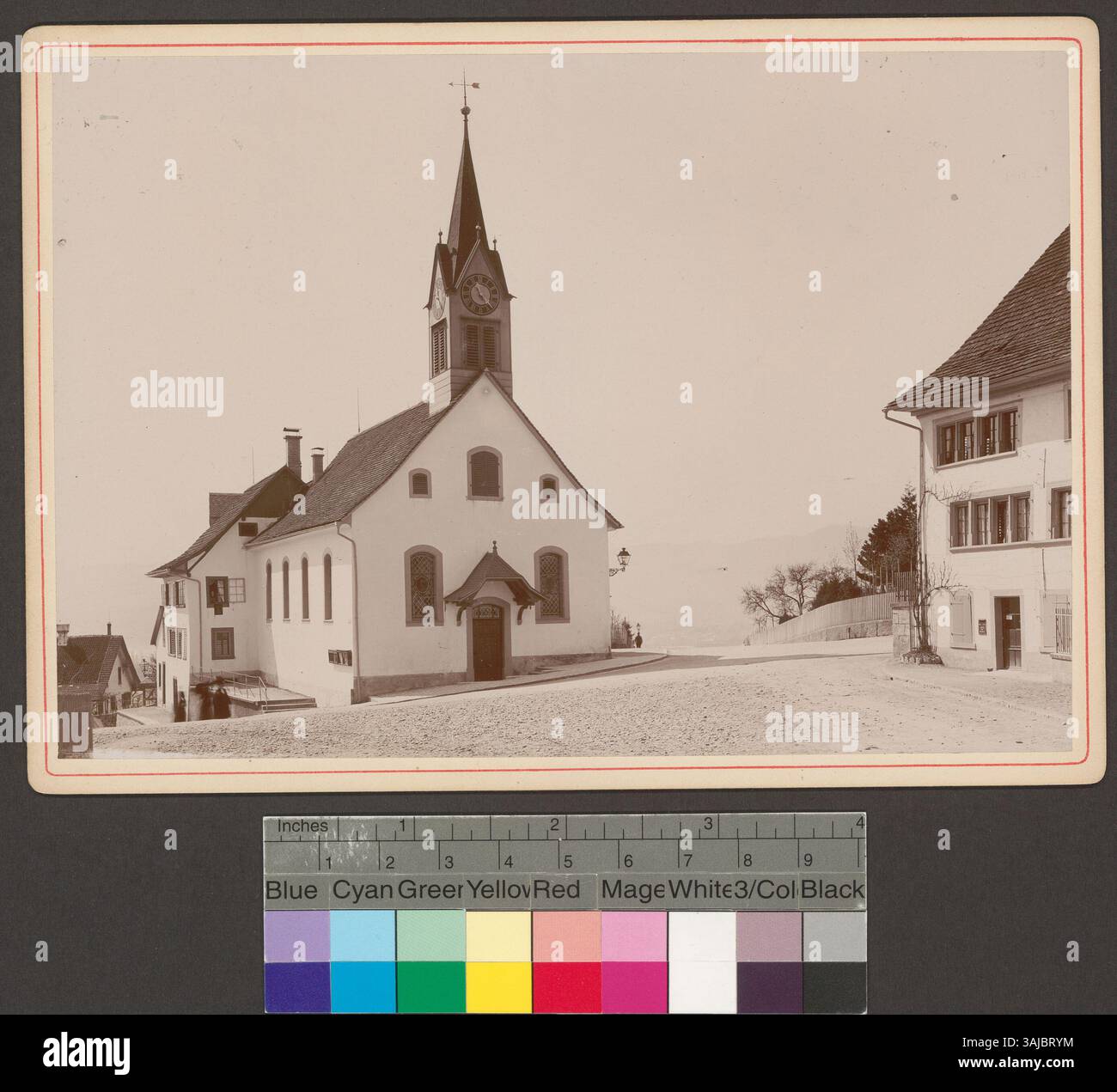 This 1892 photograph by Robert Breitinger shows the Church of Fluntern ...