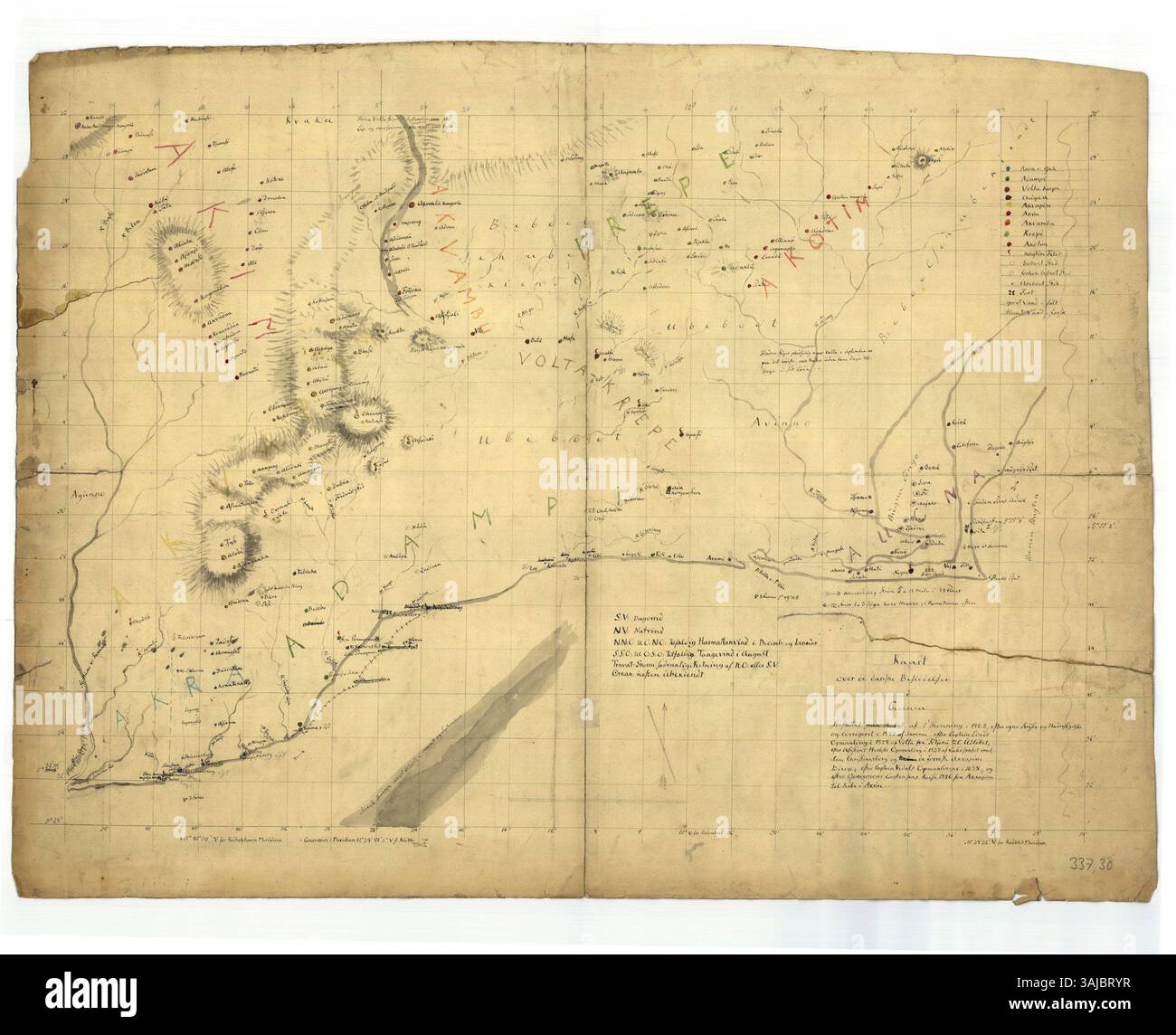 The 1838 edition of Peter Thonning’s map shows Danish possessions in ...