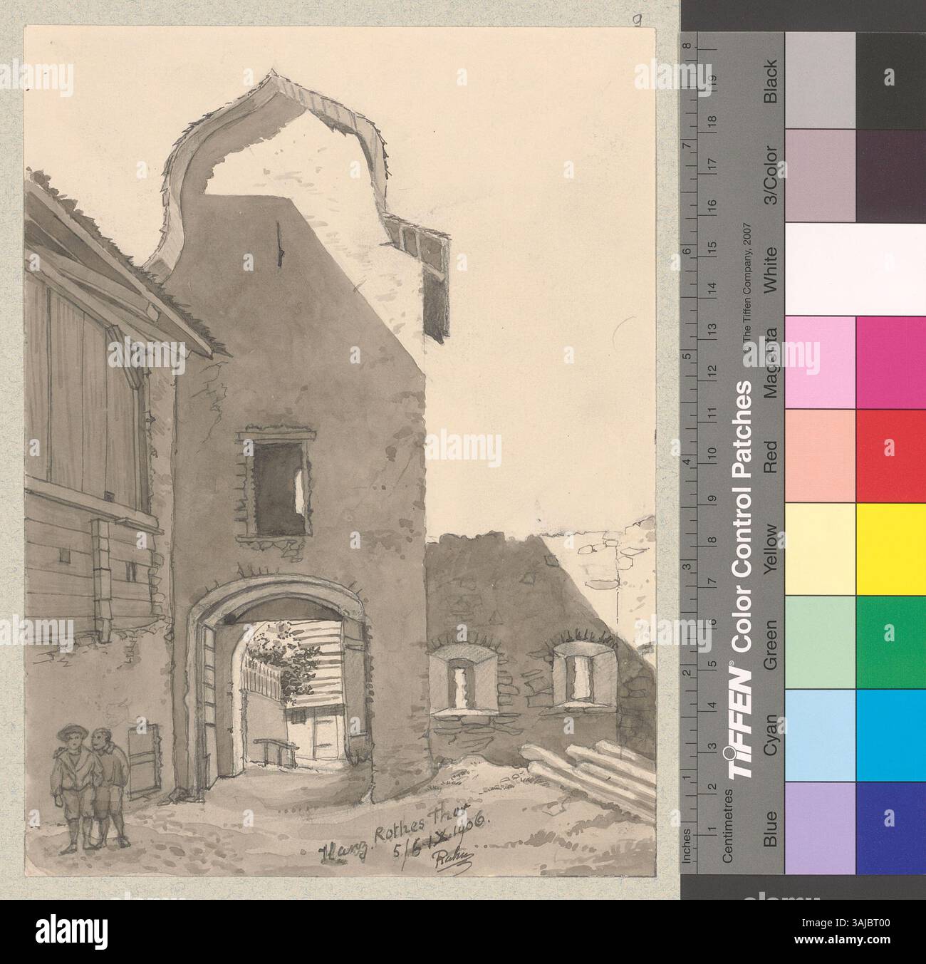 This 1906 drawing by Johann Rudolf Rahn depicts the Red Gate (Rotes Tor ...