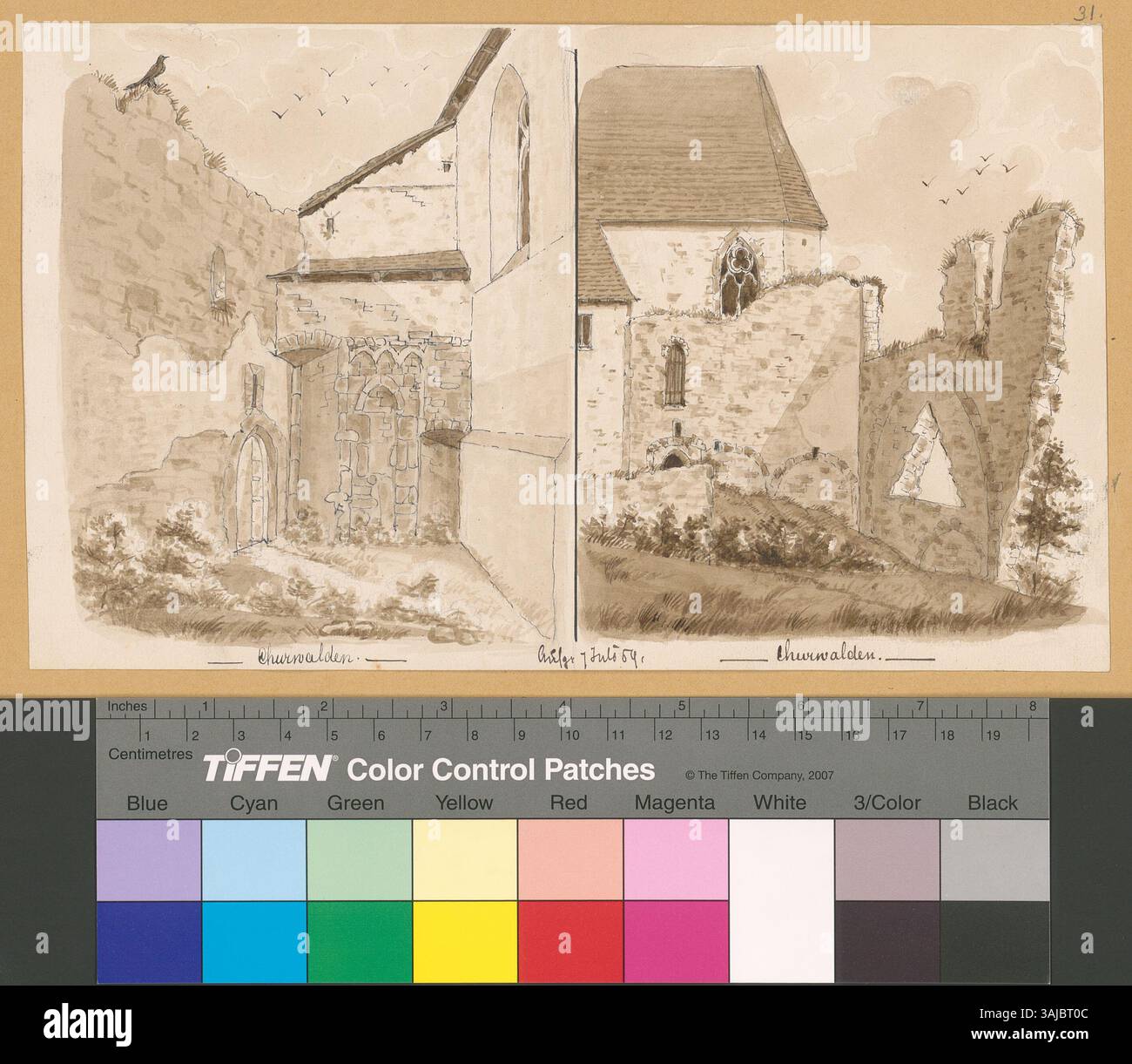 This 1859 illustration by Johann Rudolf Rahn shows two exterior views ...