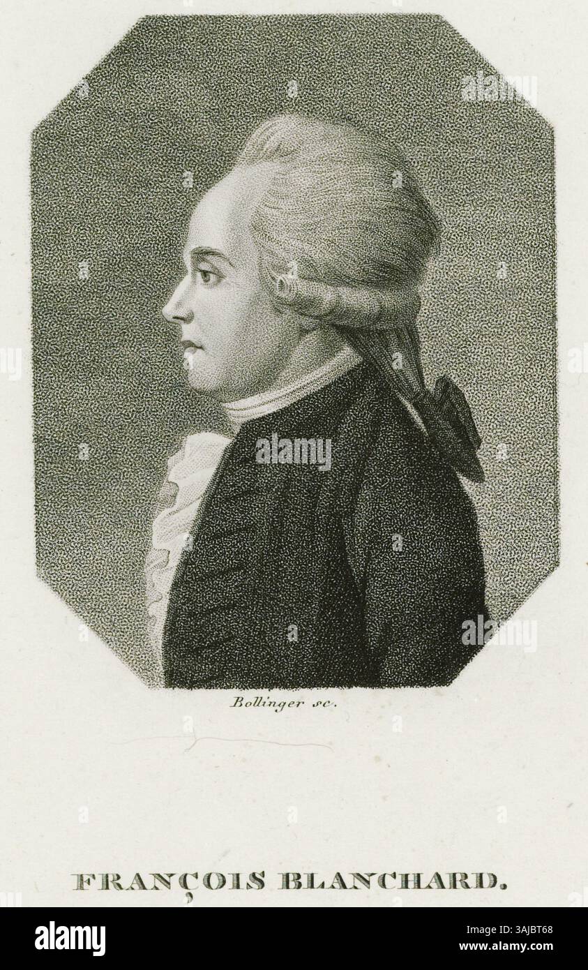 A copper engraving portrait of Jean-Pierre Blanchard, created by ...