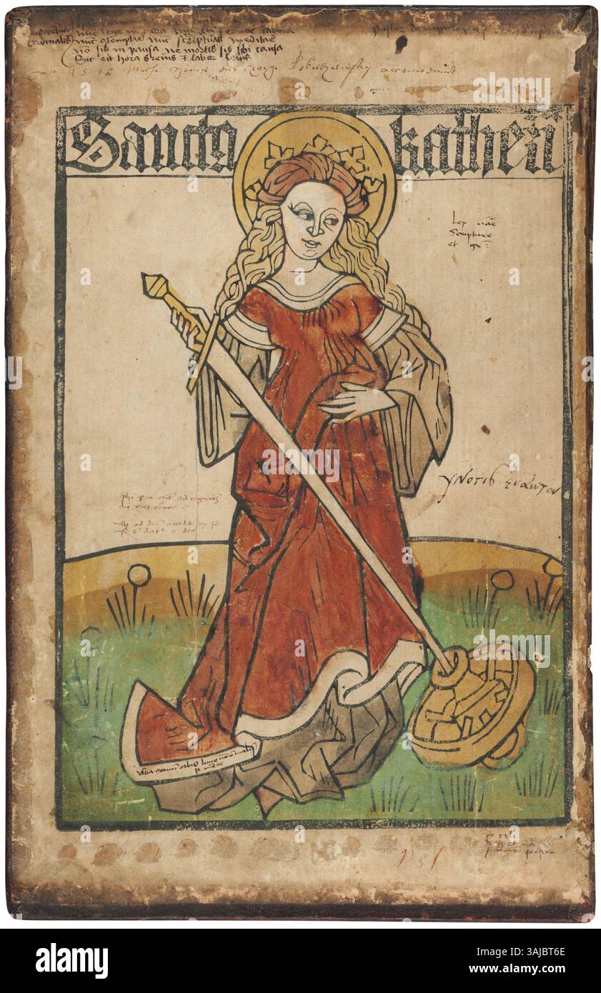 This circa 1470-80 woodcut of Saint Catherine of Alexandria, created by ...