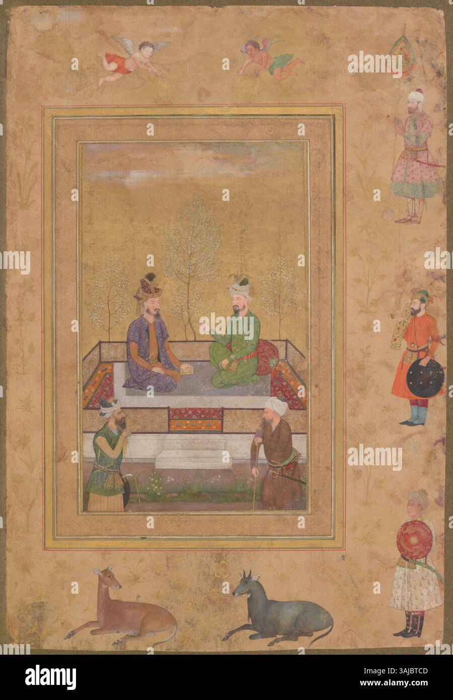 This circa 1640 Indian painting depicts Humayun conversing with Babur ...