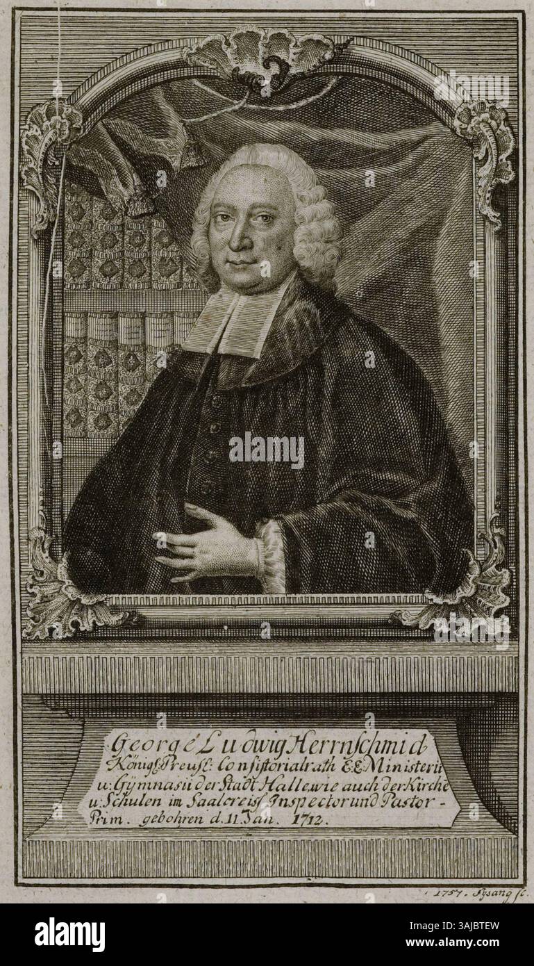 A copperplate engraving portrait of Georg Ludwig Herrnschmid, created ...