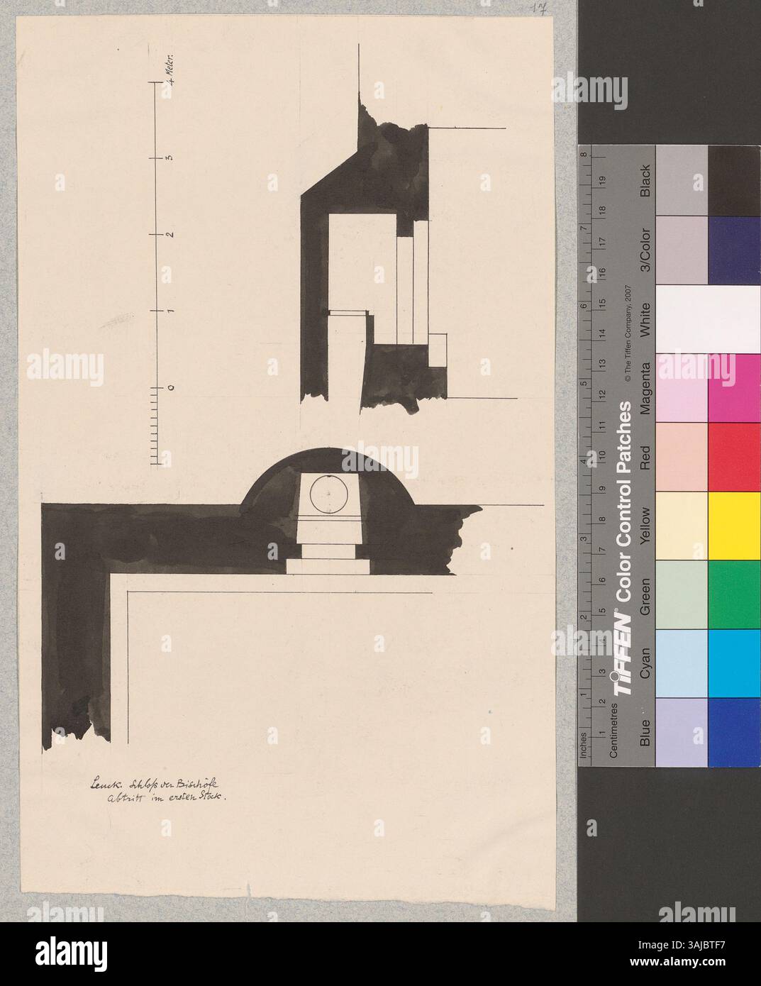 This illustration depicts the first-floor stairwell of the Bishop's ...