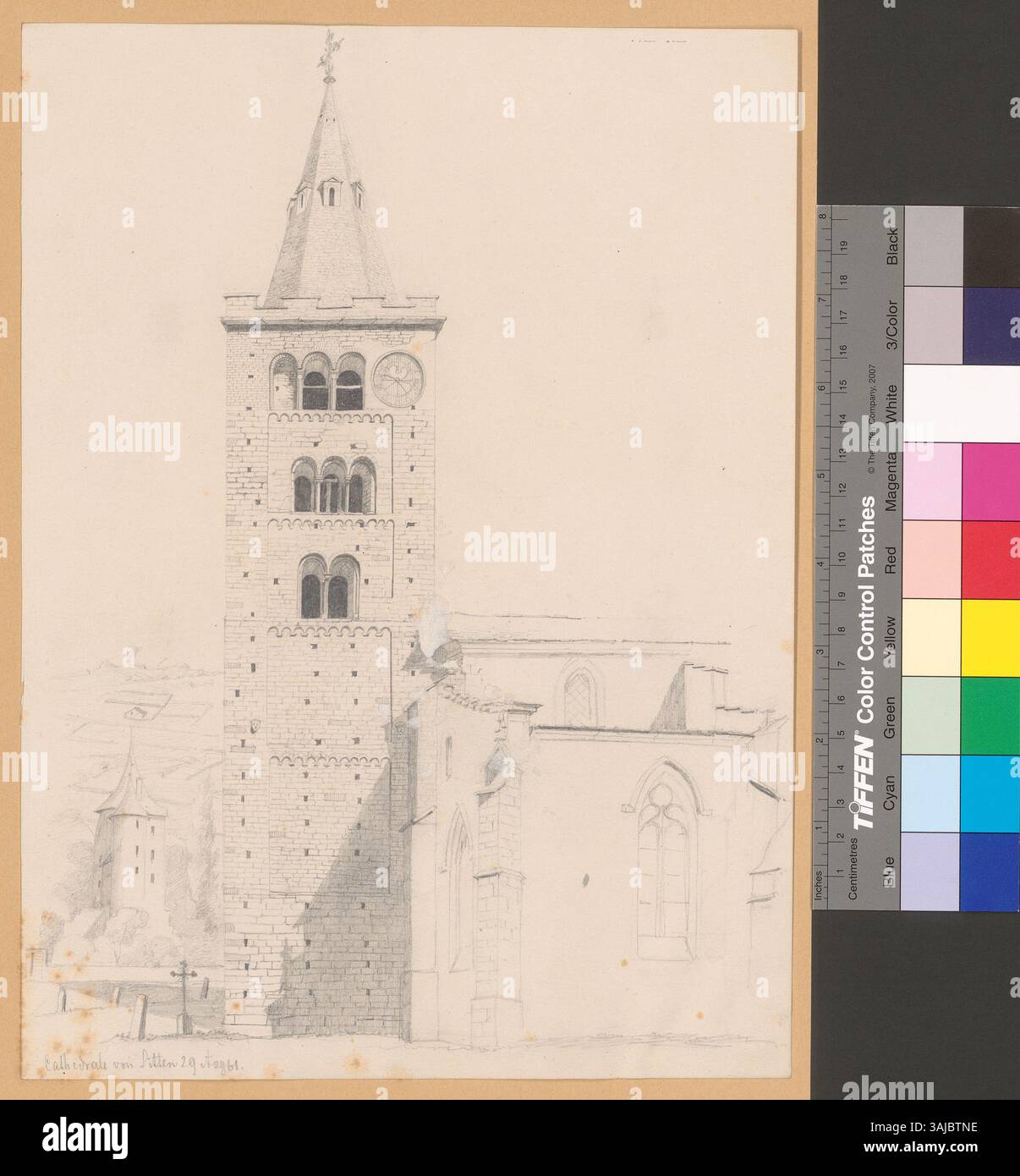 This 1861 drawing by Johann Rudolf Rahn depicts an exterior view of the ...