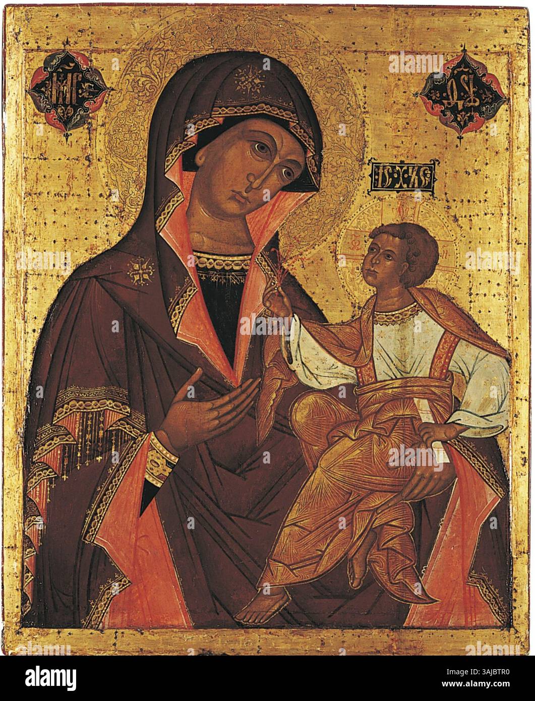 This 17th-century Georgian painting, depicting the Mother of God with ...