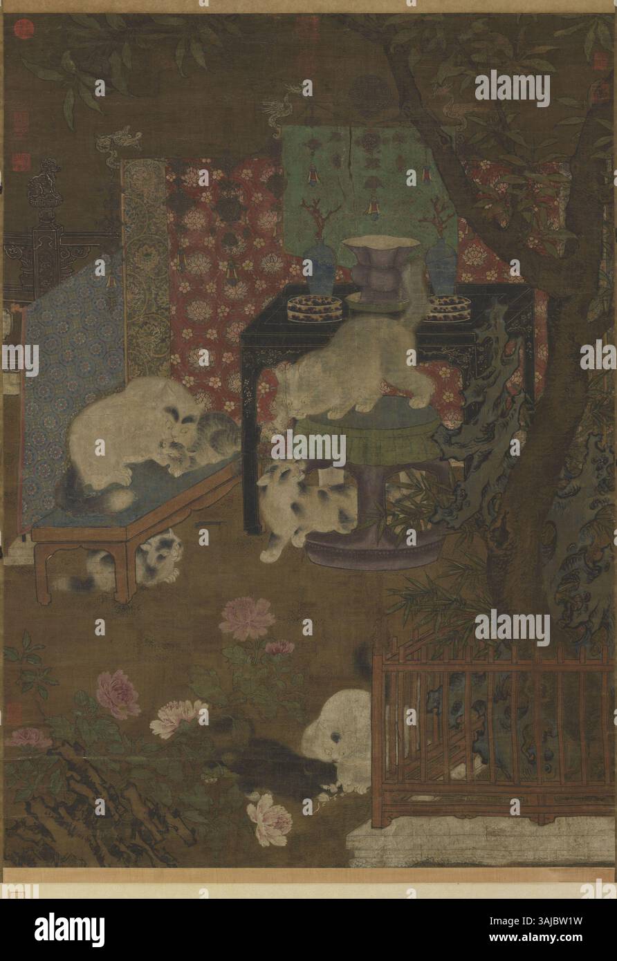 A traditional Chinese silk painting located in the National Palace ...