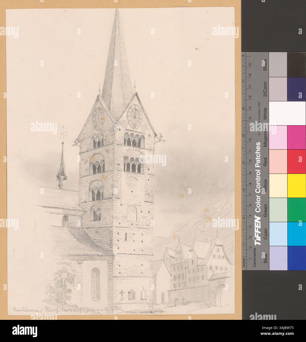 Depicts an exterior view of the Catholic parish church of St. Peter and ...