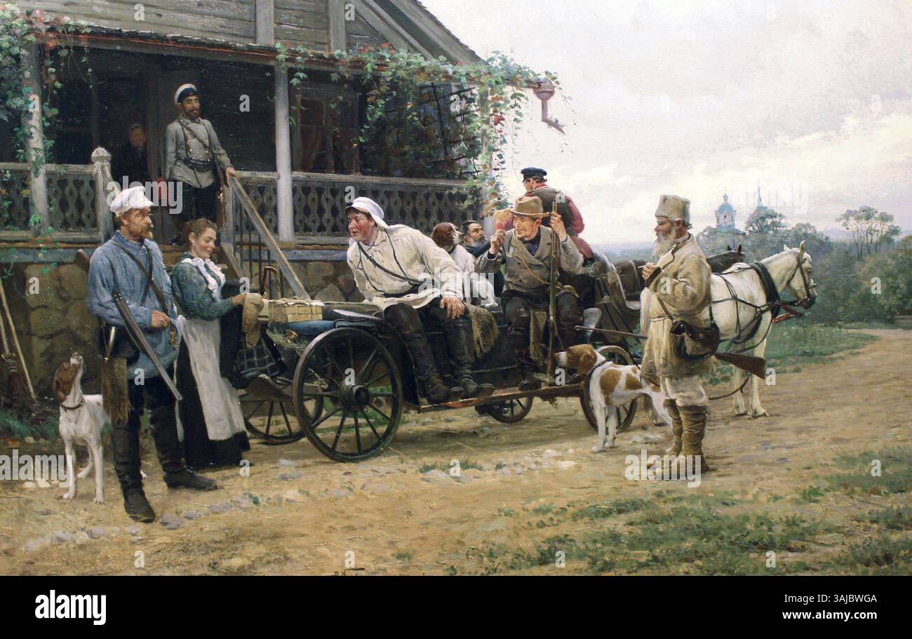 Photo of the painting Departure for the Hunt by Vladimir Y Makovsky ...