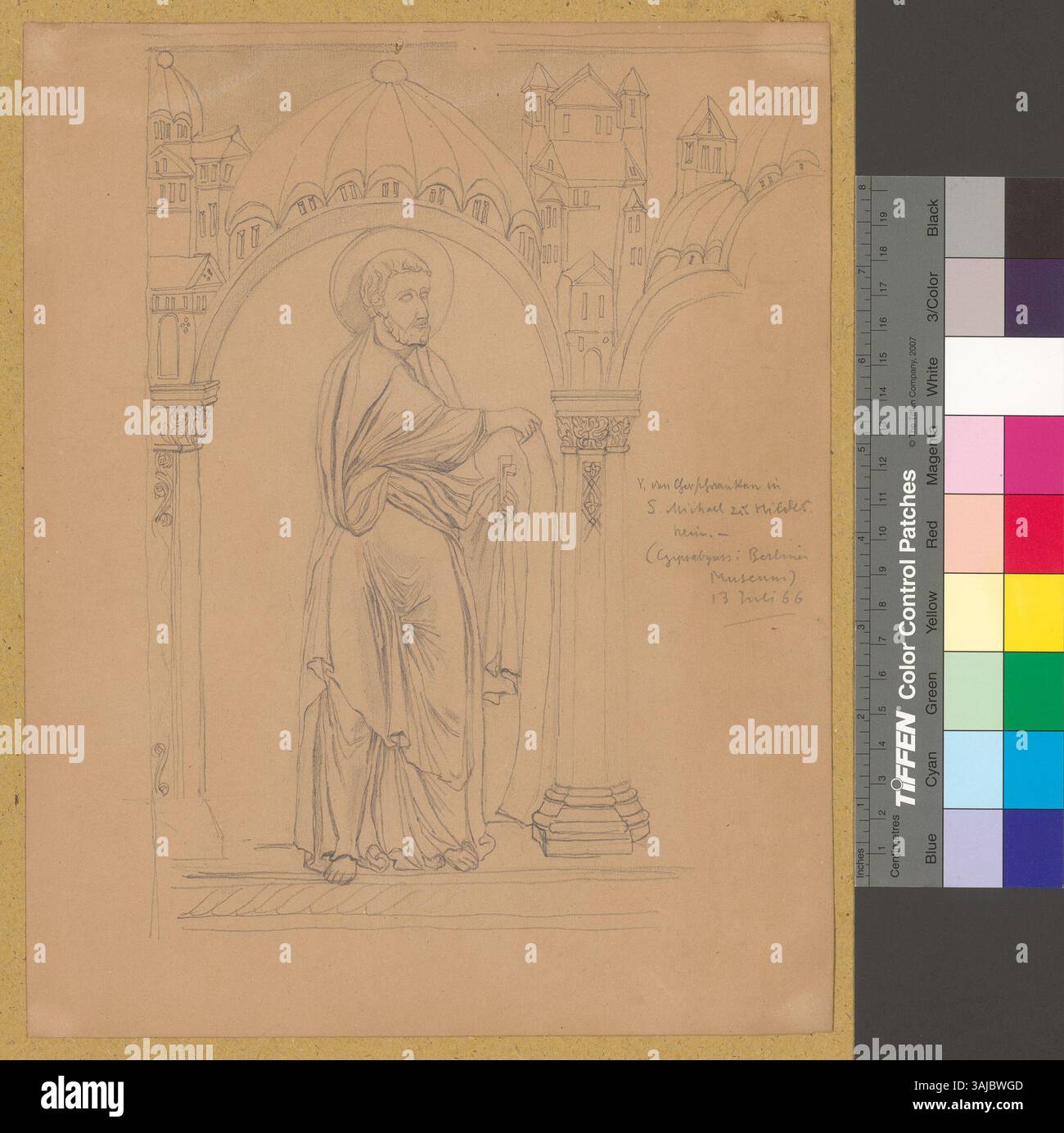 This illustration depicts the choir screen at the Church of St. Michael ...