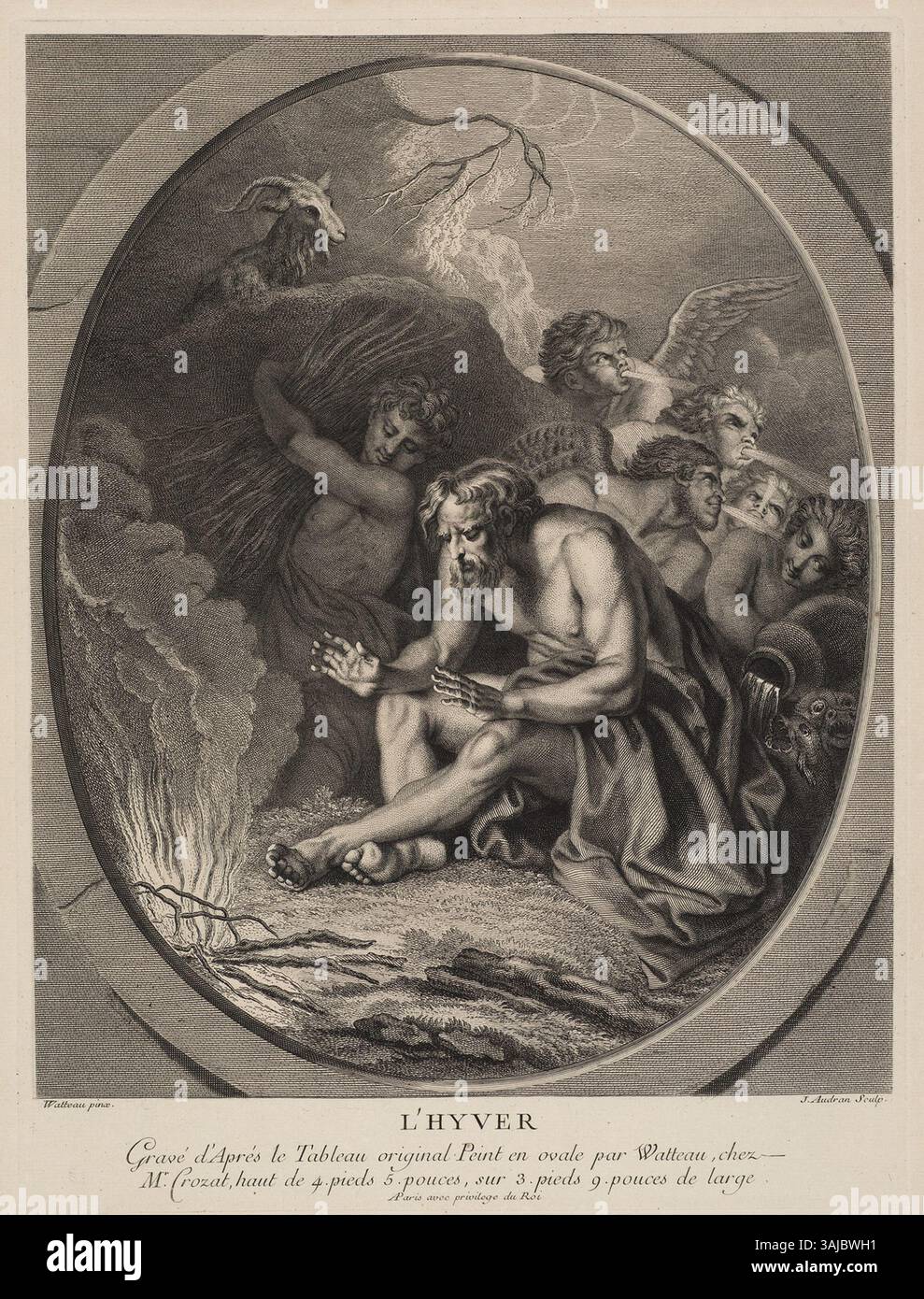 This print, 'El Invierno,' by Jean Audran after Antoine Watteau, part ...