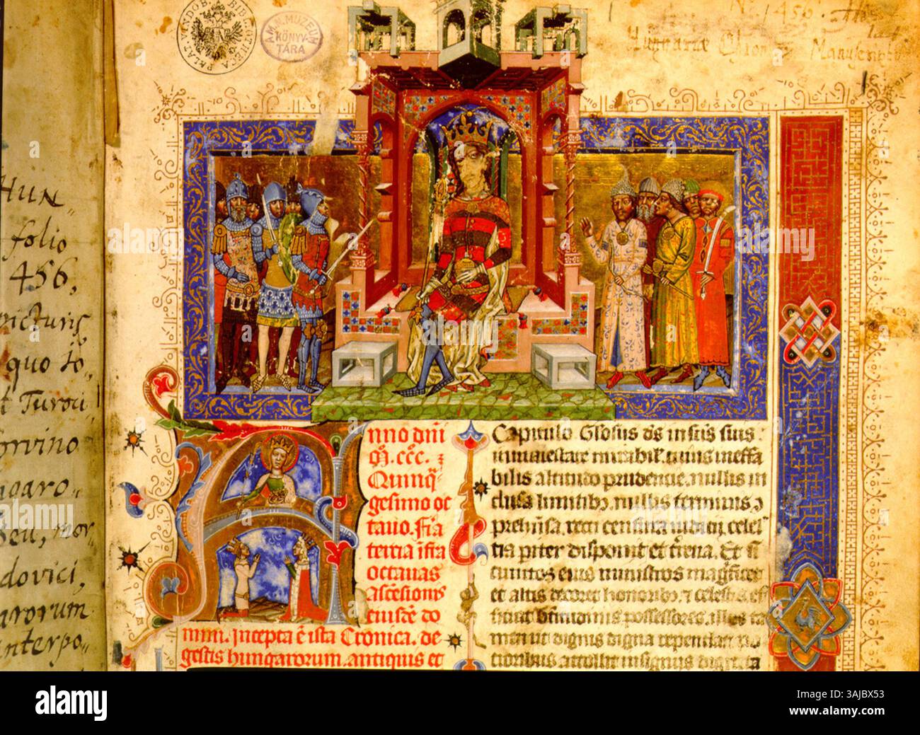 The first page of the 'Chronicon Pictum', showing King Louis I of ...
