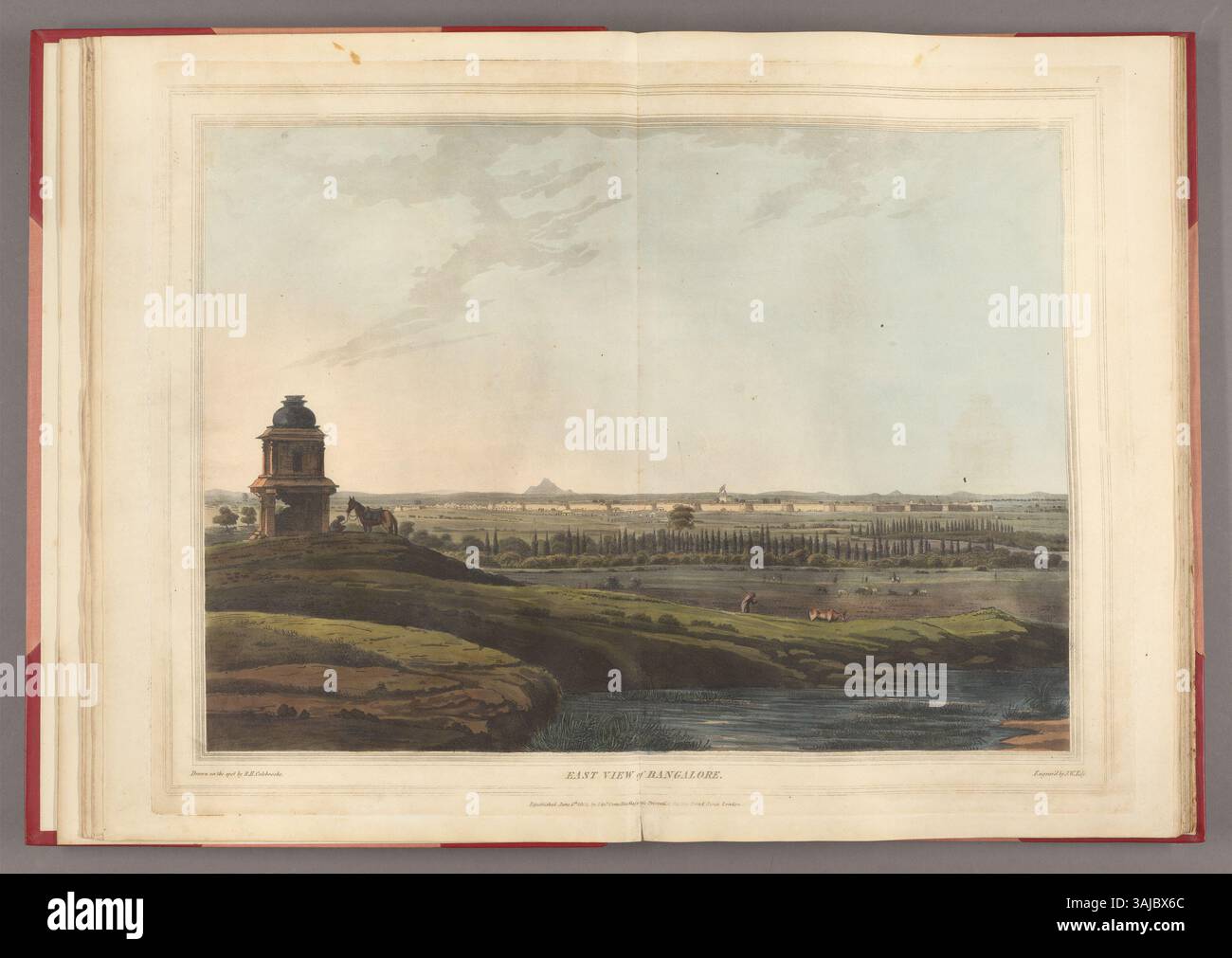Aquatint print titled 'East view of Bangalore', created in 1804 by John ...