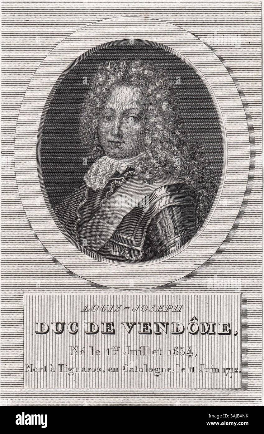 This late 17th to early 18th-century engraving portrays Louis Joseph de Bourbon, duc de Vendôme ...