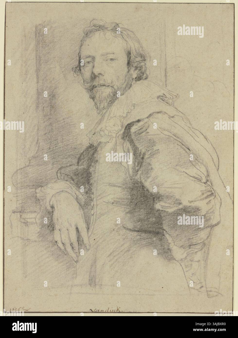 A portrait of Adam de Coster by Anthony van Dyck, drawn between 1627 ...