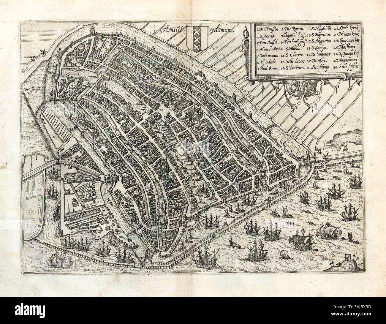 Lodovico Guicciardini’s 1588 map of Amsterdam, engraved in copper ...