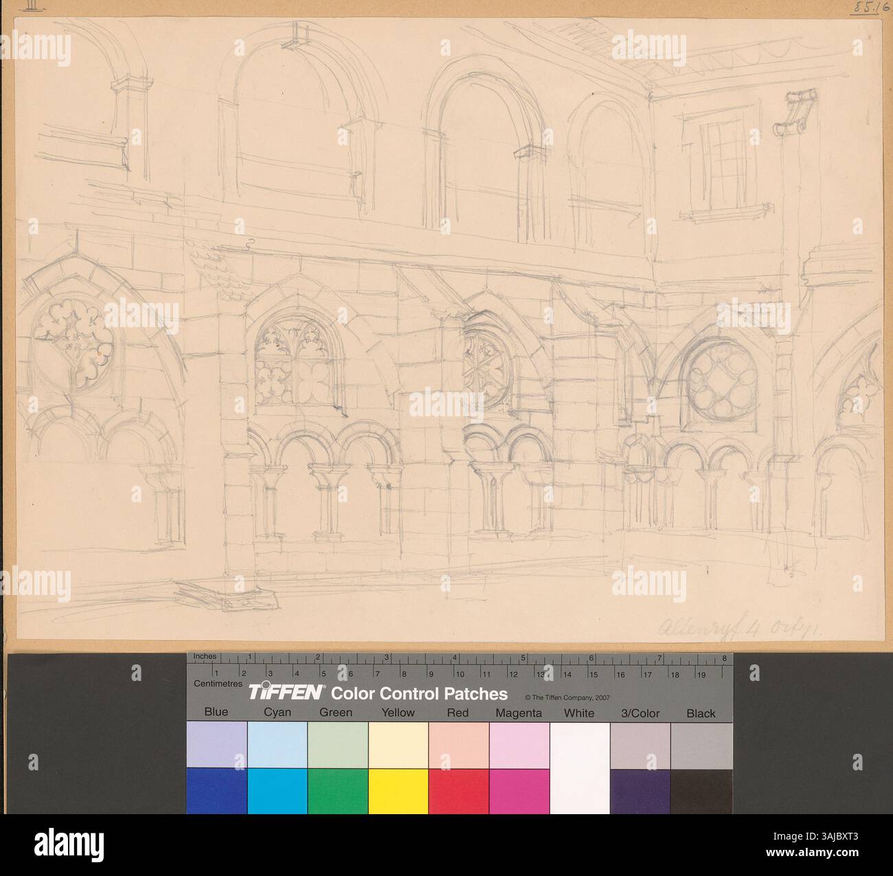 This drawing presents a section of the cloister of the Cistercian ...