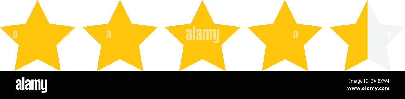Five Star Rating Icon Vector – Flat Yellow Stars for Customer Reviews, Feedback & Product ...