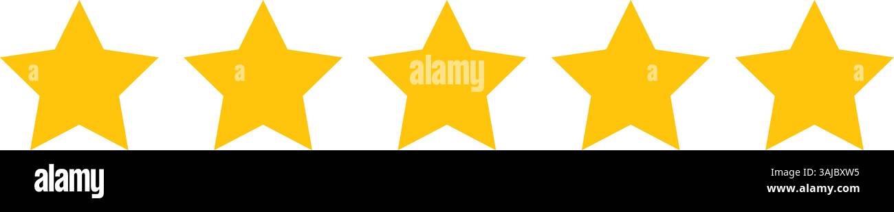 Five Star Rating Icon Vector – Flat Yellow Stars for Customer Reviews, Feedback & Product ...