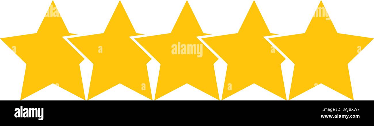 Five Star Rating Icon Vector – Flat Yellow Stars for Customer Reviews, Feedback & Product ...