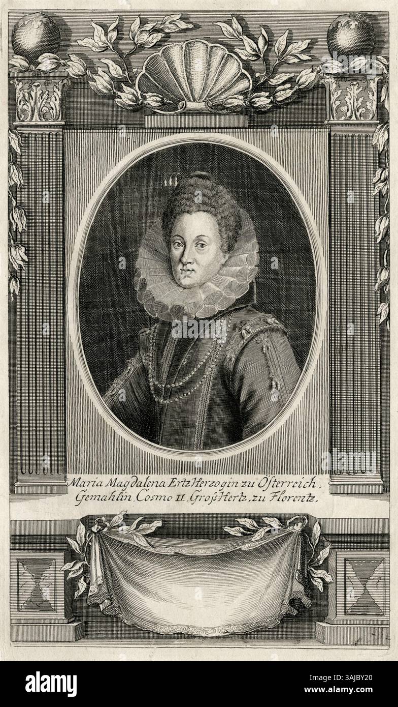 This 1720 engraving depicts Maria Magdalena Ertz, Archduchess of ...
