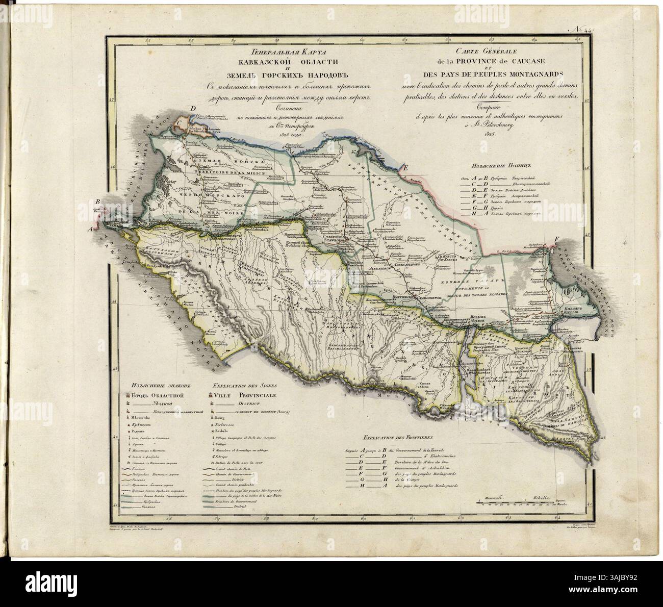 This 1825 map of the Caucasus region and the lands of mountain peoples ...