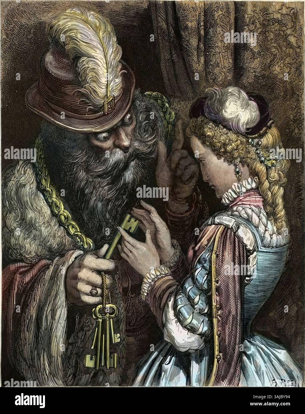 'Barbebleue' is a colored engraving by Gustave Doré, published in 1862 ...