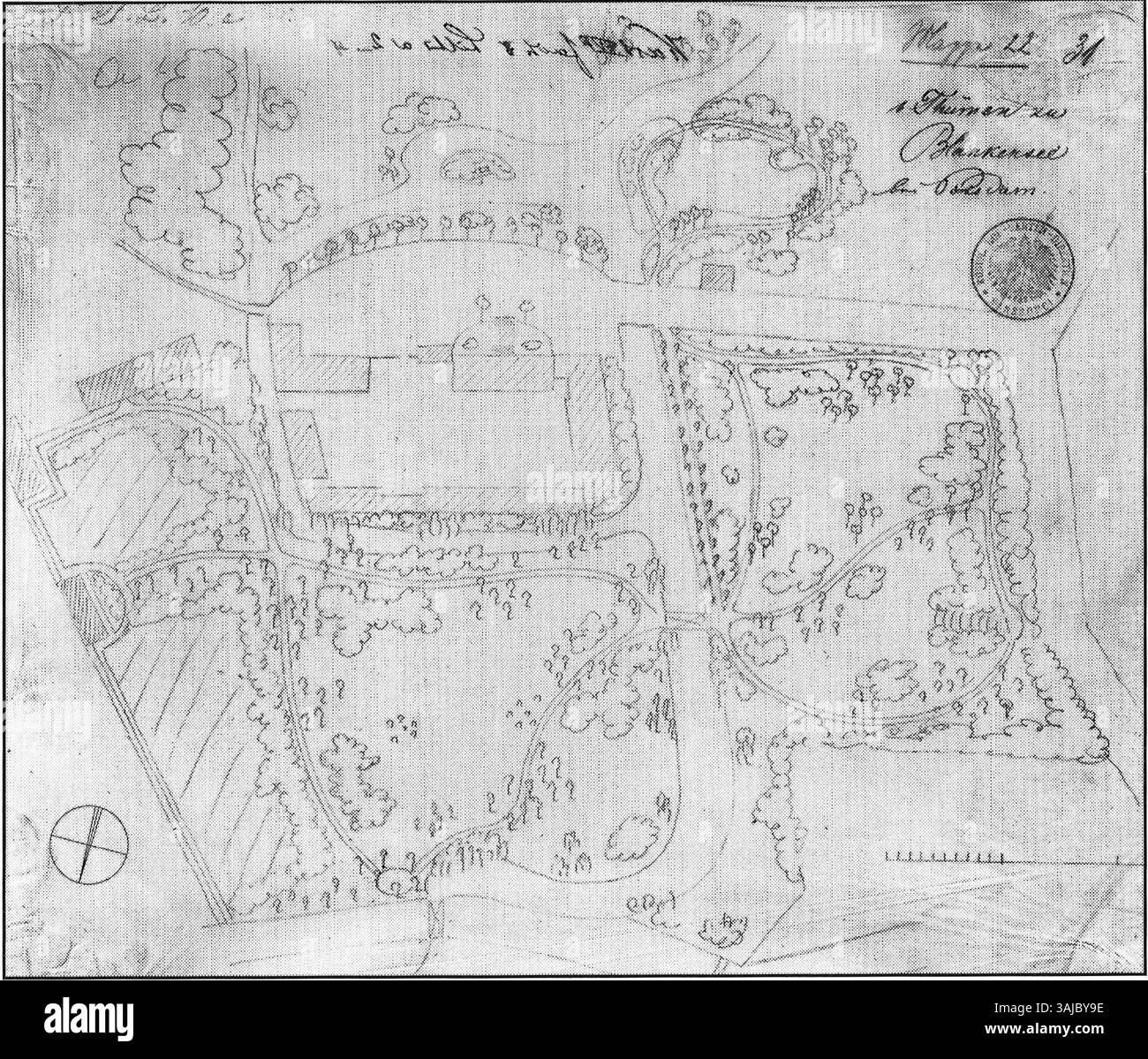 Landscape garden design sketch Black and White Stock Photos & Images ...