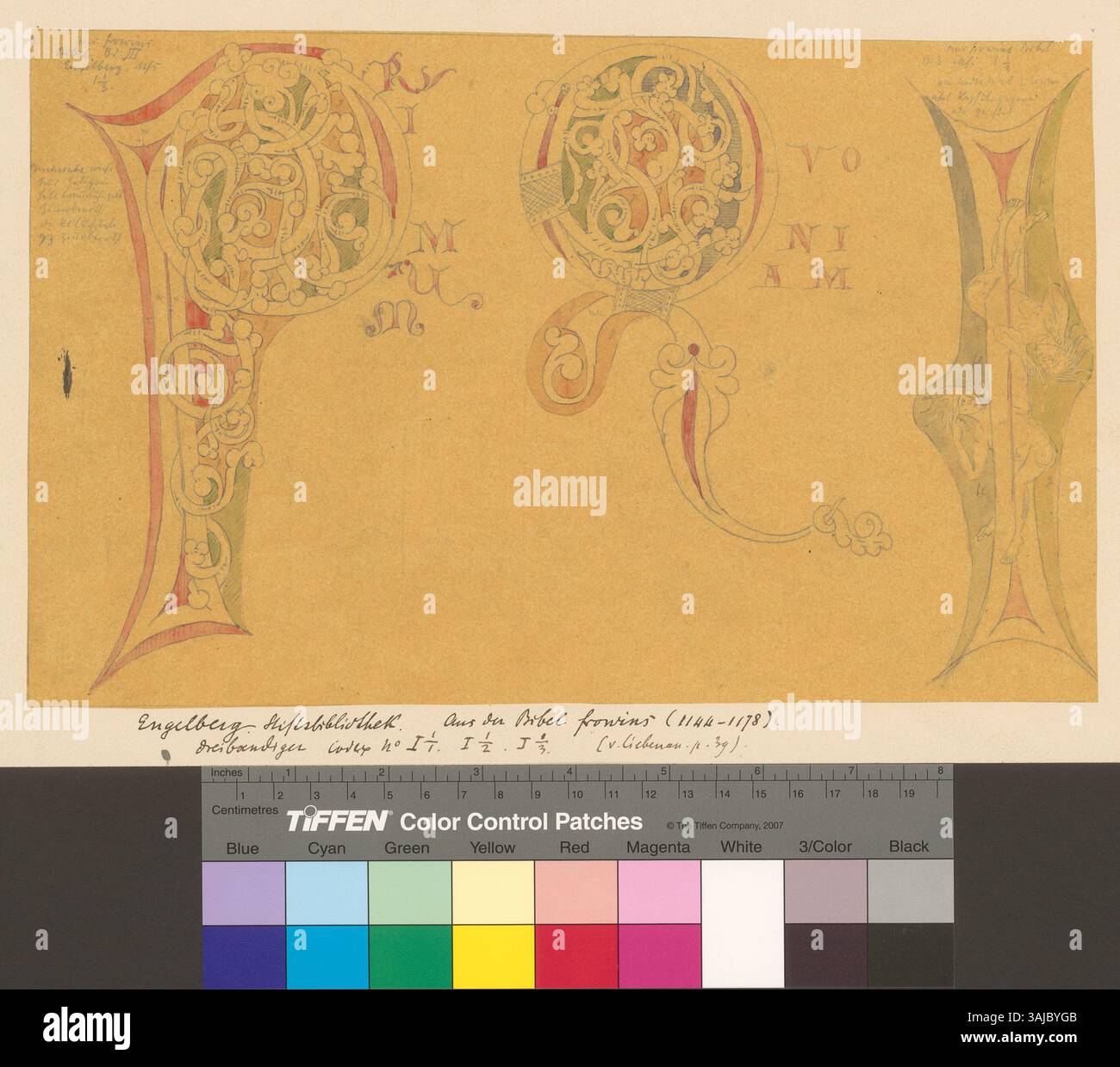 This drawing shows a segment from the Latin Vulgate Bible, copied by ...