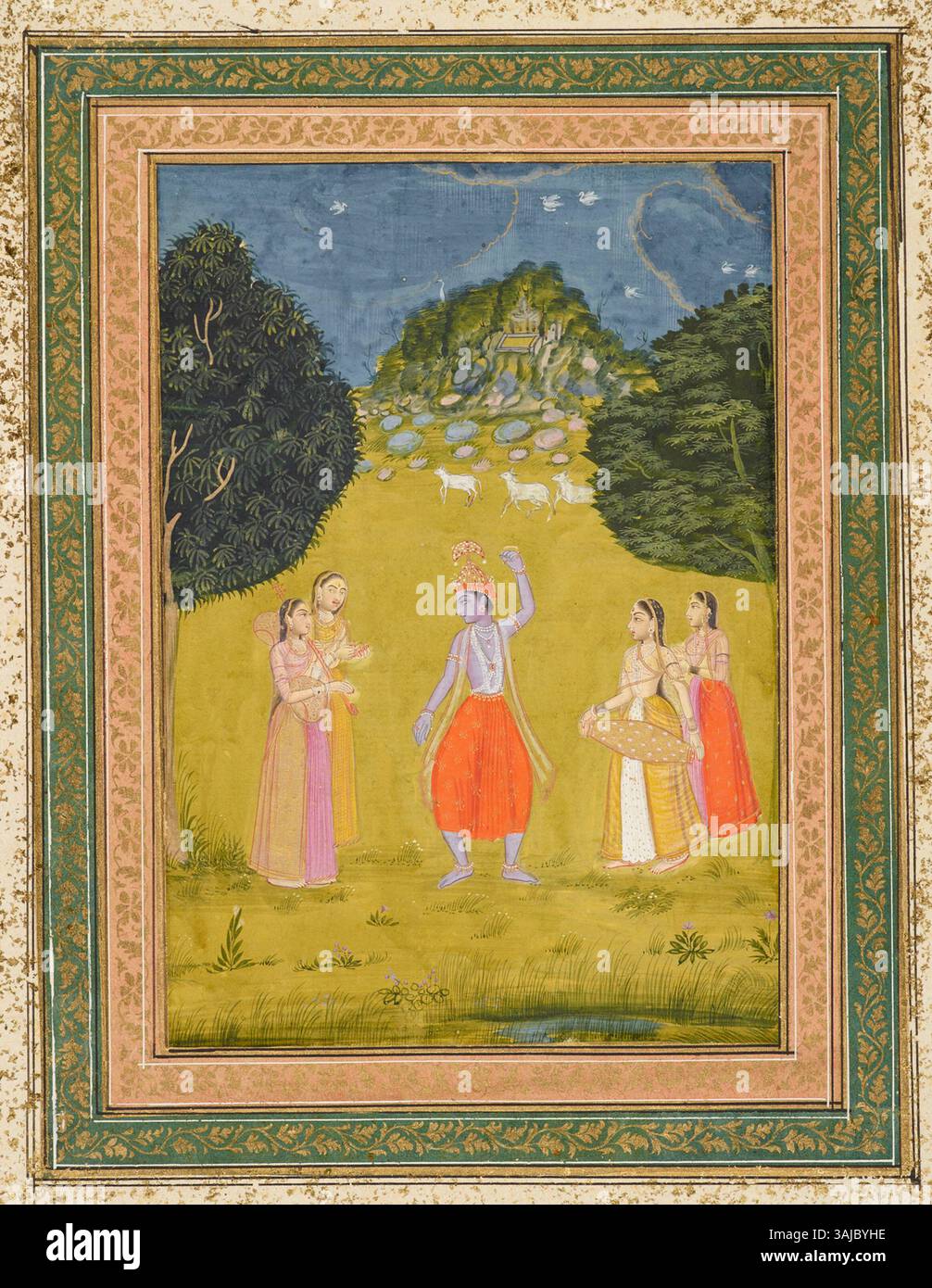 This 18th-century Indian painting depicts Krishna dancing to the music of the gopis ...