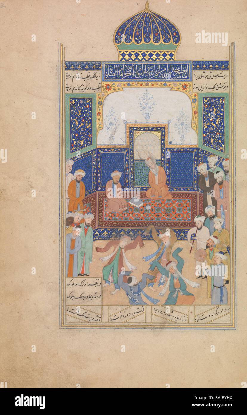 Sufis Performing Sama before Shaykh Nizam al-Din Awliya, an illuminated ...