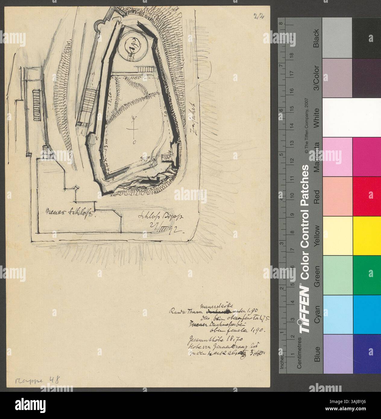 This 1892 drawing by Johann Rudolf Rahn shows the floor plan of Schloss ...