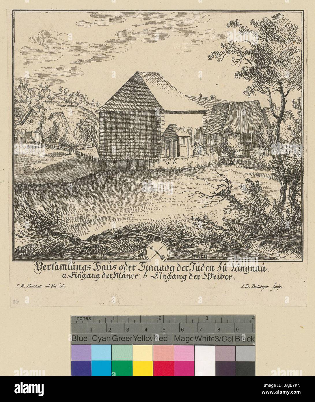 This 1768 engraving depicts the Jewish synagogue in Langnau, part of ...