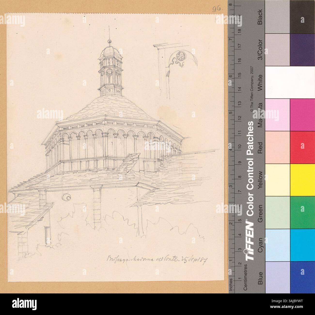 External view of the Madonna del Ponte Church in Brissago, drawn by ...