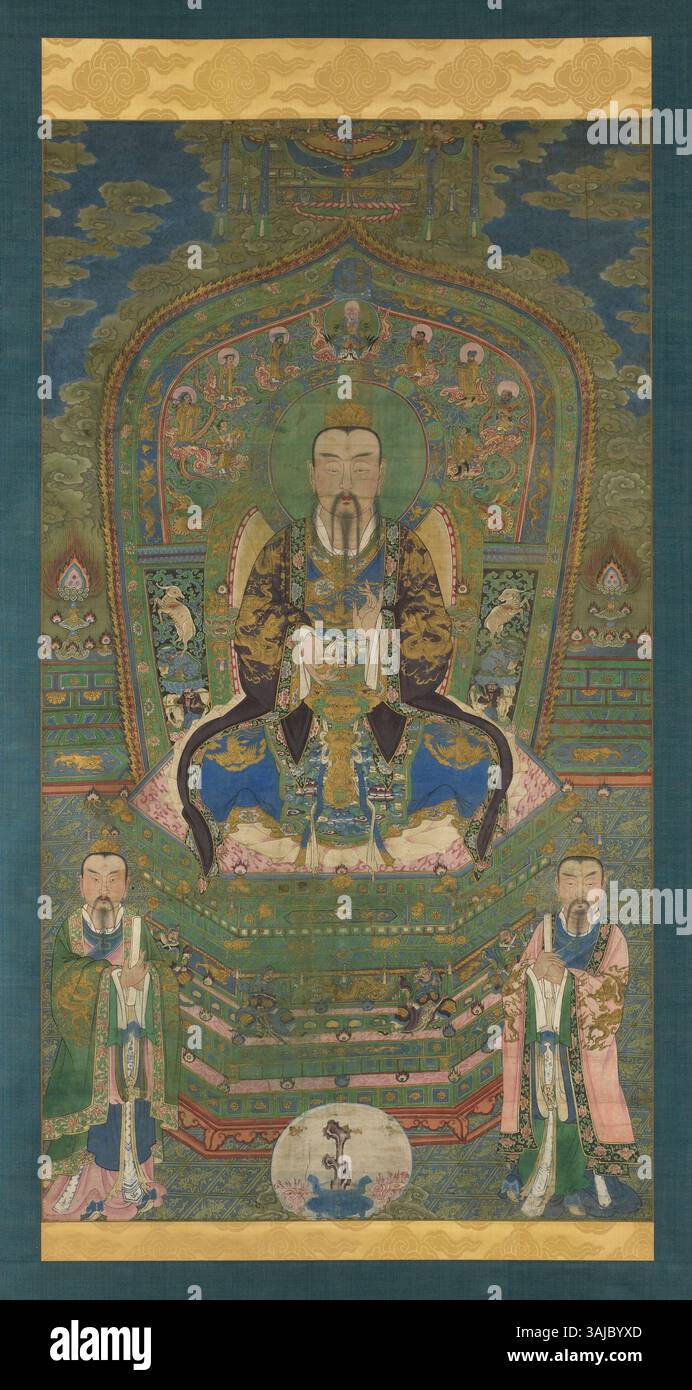 The Three Purities represents Daode Tianzun, a Taoist deity, painted in ...
