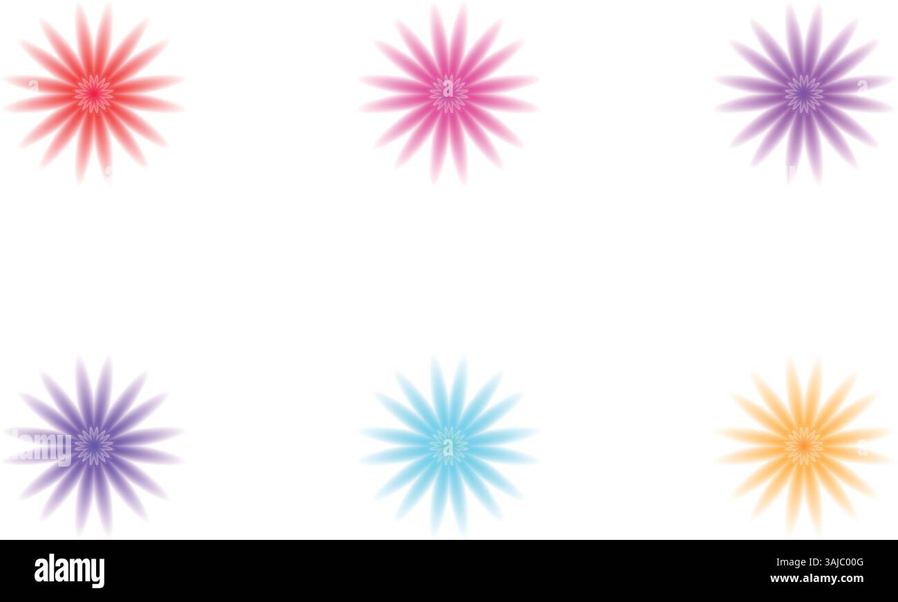 Colorful Glowing Floral Elements on Transparent Background – Abstract ...